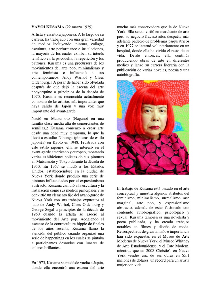 Yayoi Kusama | PDF | Pinturas | Escultura