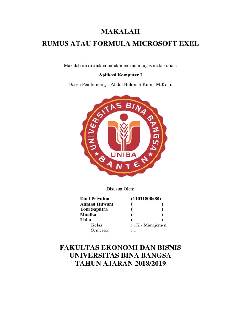 Makalah Rumus Mc. ExeRumus Atau Formula Ms. Exel | PDF