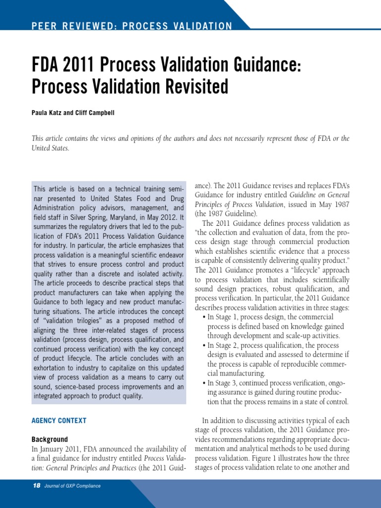 Process Validation FDA | PDF | Verification And Validation | Food And ...