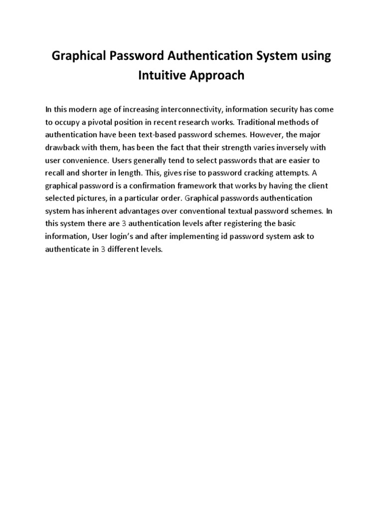 Graphical Password Authentication System Using Intuitive Approach Pdf Password Internet