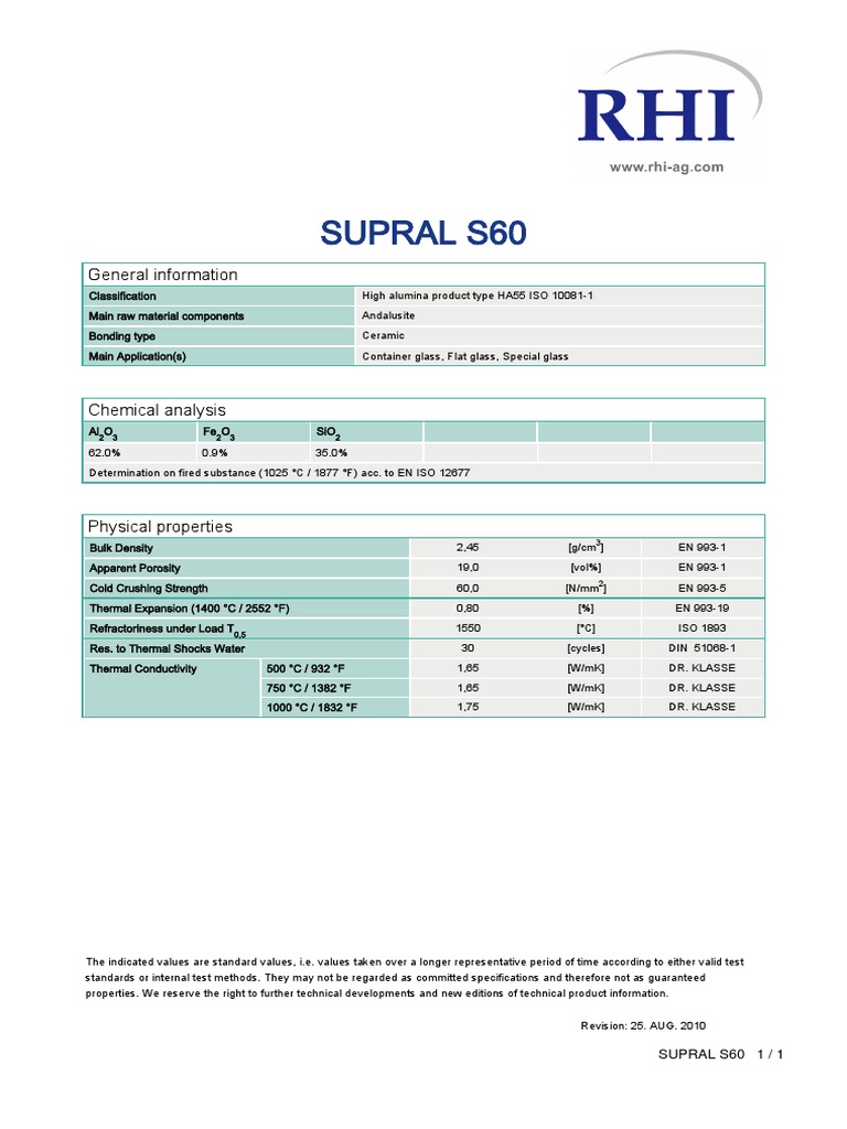 SUPRAL - S60 Per Blocchi (Equivalente RESISTAL S60) | PDF | Density ...
