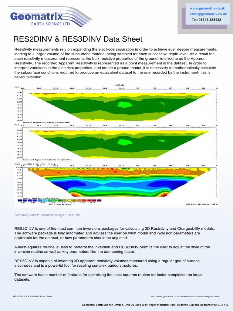 Res2dinv Res3dinv Data Sheet | PDF | Electrical Resistivity And Conductivity | Least Squares