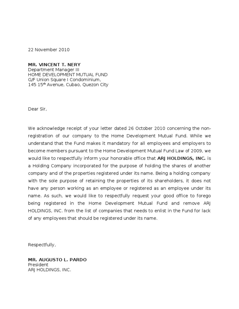 Letter To Pag-Ibig | PDF