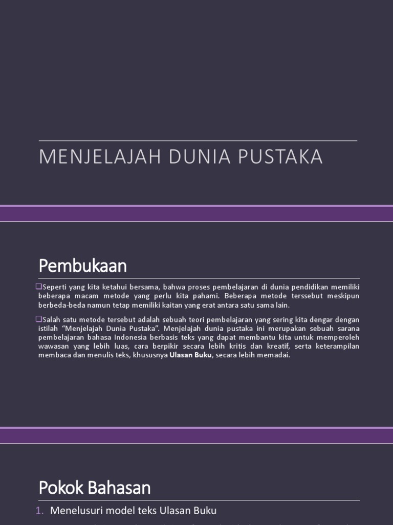 Menjelajah Dunia Pustaka PPT | PDF | Karier & Perkembangan | Sains ...