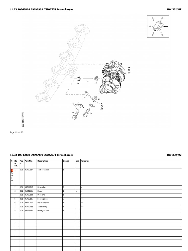 Turbocharger repair parts list | PDF | Building Materials | Mechanical ...