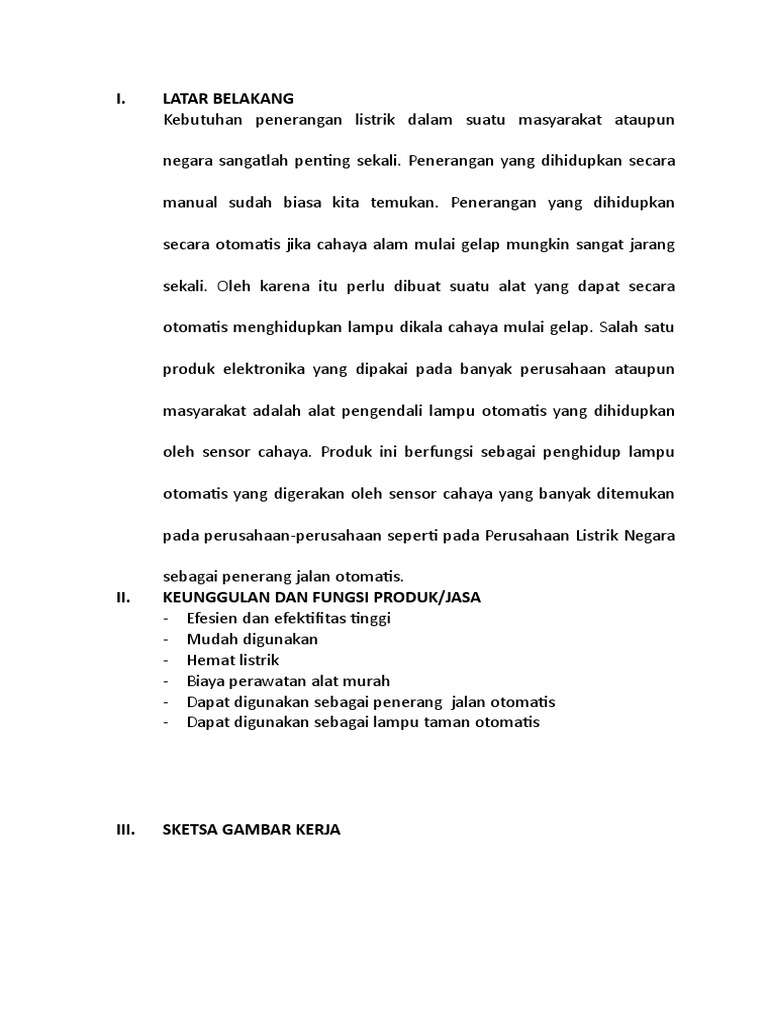 Proposal Sensor Cahaya | PDF