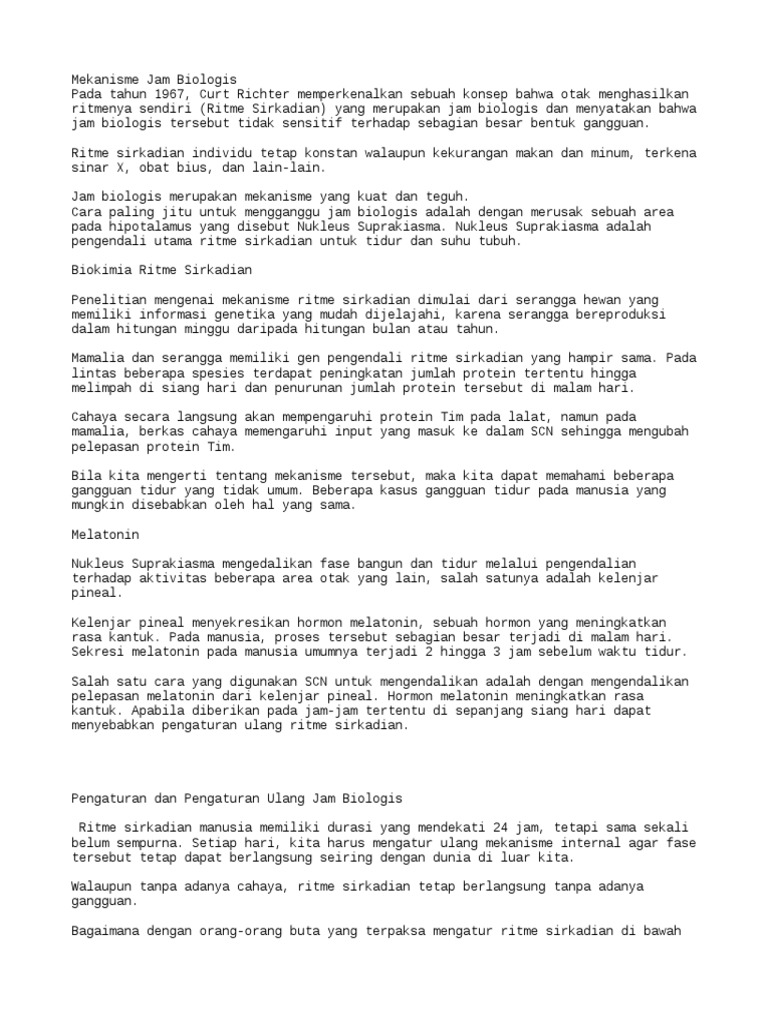 Mekanisme Jam Biologis | PDF