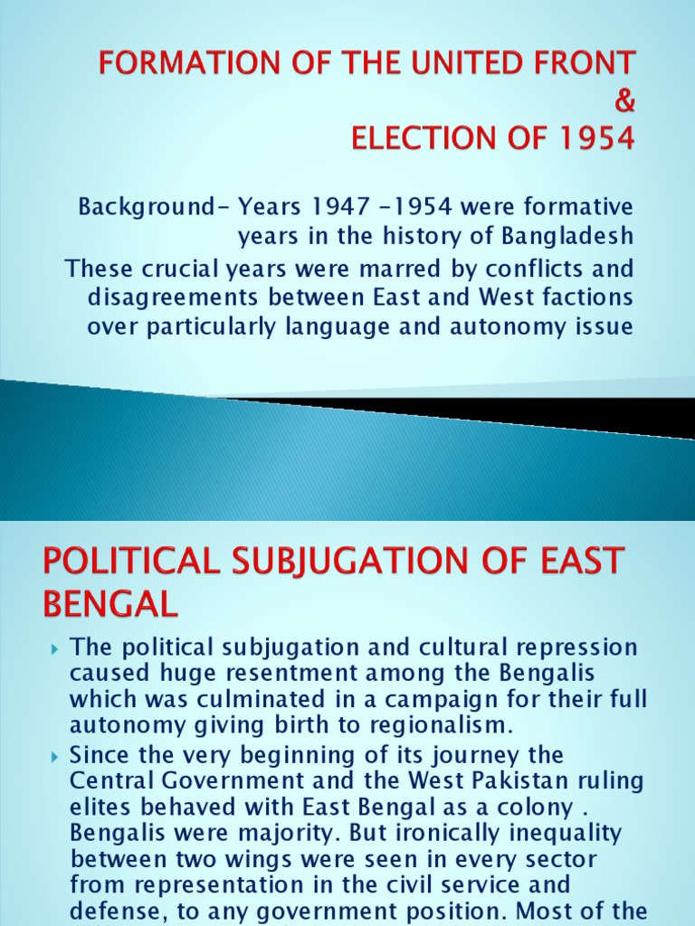 United Front's 1954 Election Victory | PDF | Pakistan | Bangladesh