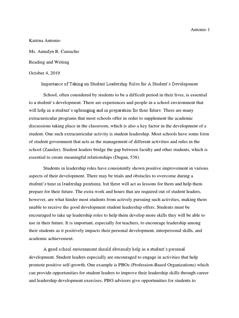 Benefits of Student Leadership Roles | PDF | Leadership | Curriculum