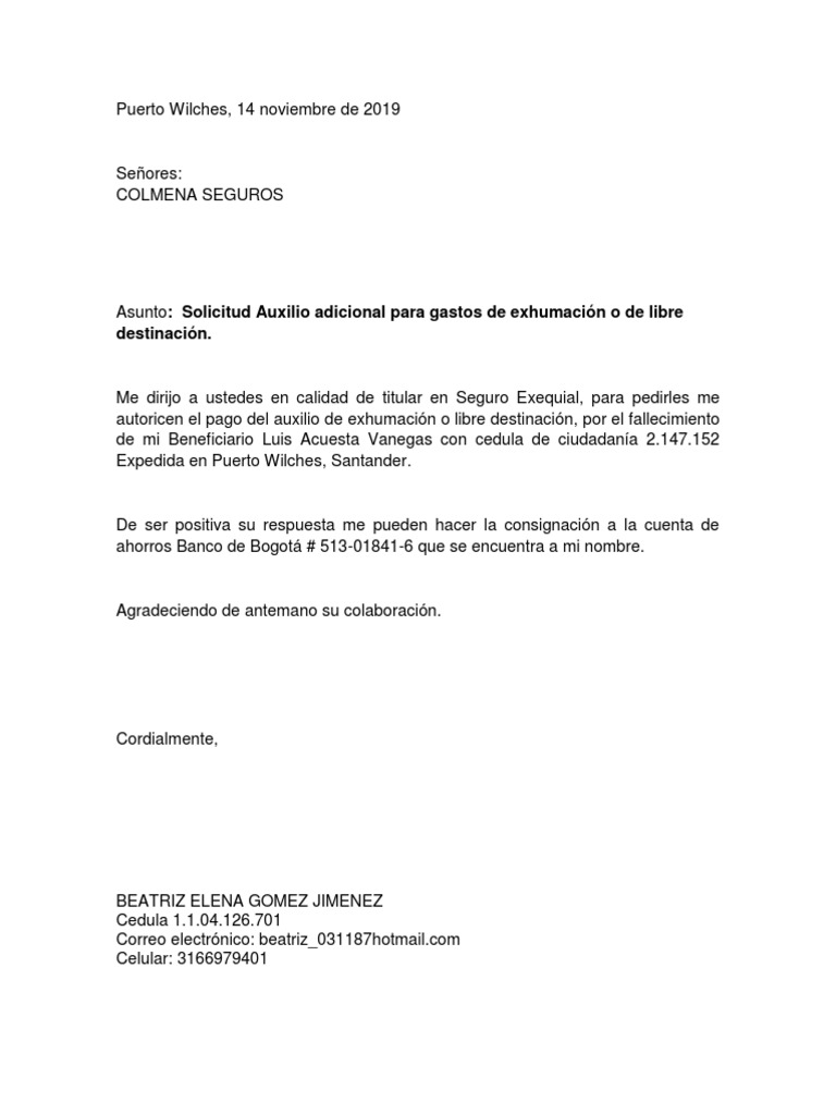 Solicitud Exhumacion | PDF | Funeral | Business