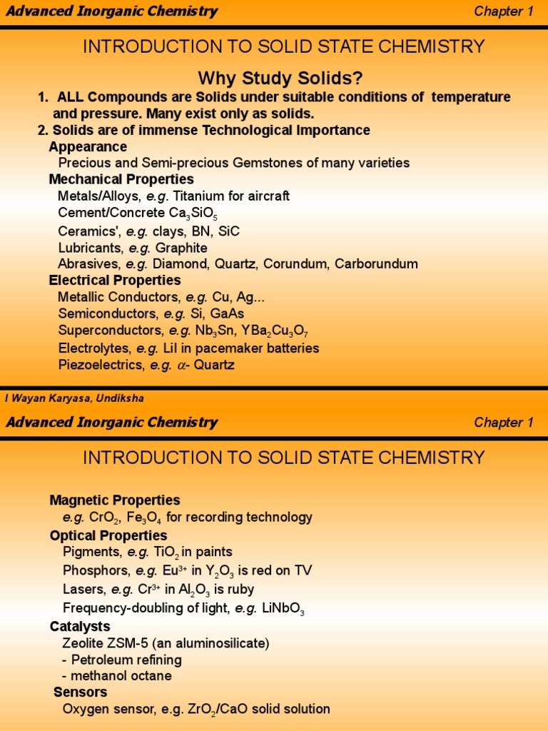 Bab 1 Introduction To Solid State Chemistry | PDF | Solid | Crystal