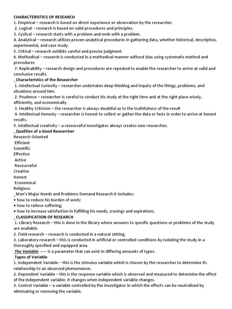Key Characteristics of Research | PDF | Scientific Method | Validity ...