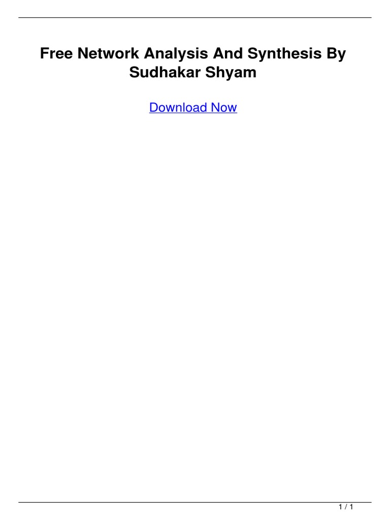 Free Network Analysis and Synthesis by Sudhakar Shyam 1 PDF | PDF | Computers