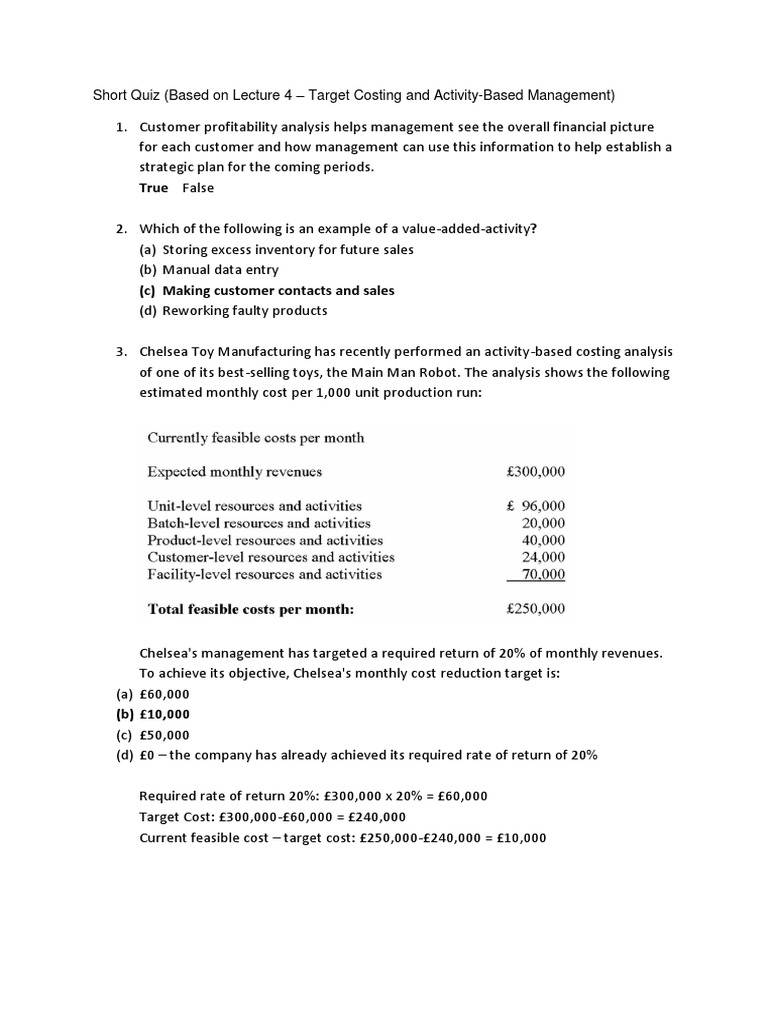 Lecture 4 MCQs Answers | PDF | Value Added | Cost