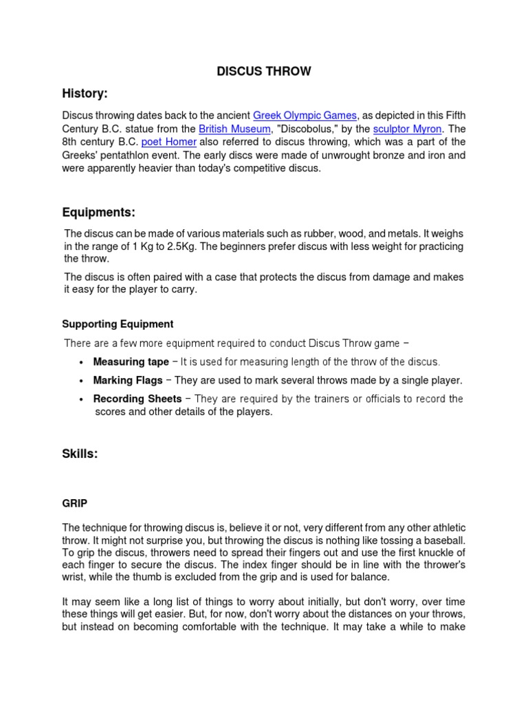 Discus Throw Technique Grip