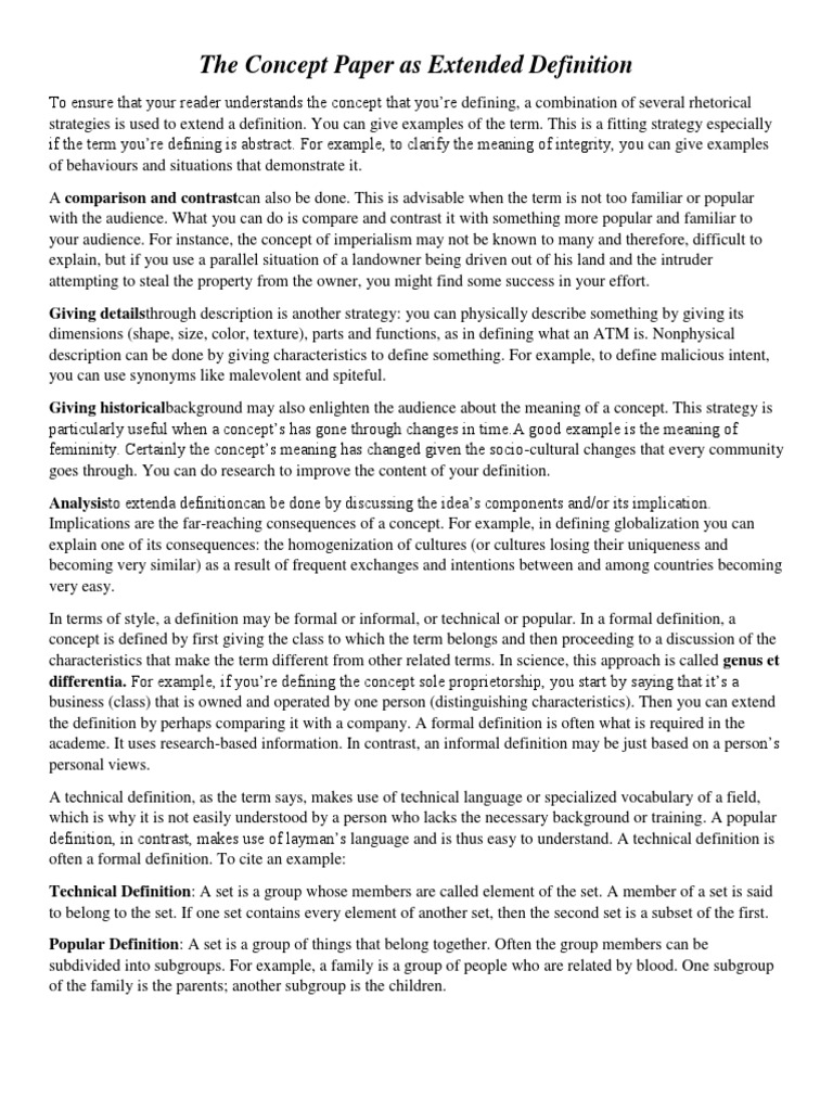 The Concept Paper As Extended Definition | PDF | Definition | Argument