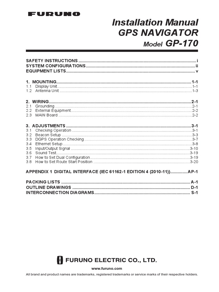 Installation and Setup Guide for the Furuno GP-170 GPS Navigator | PDF ...