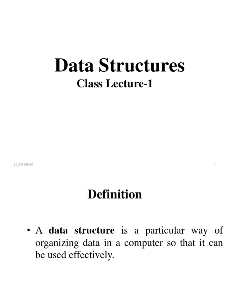 Data Structures Lecture 1 Pdf Data Structure Data Type