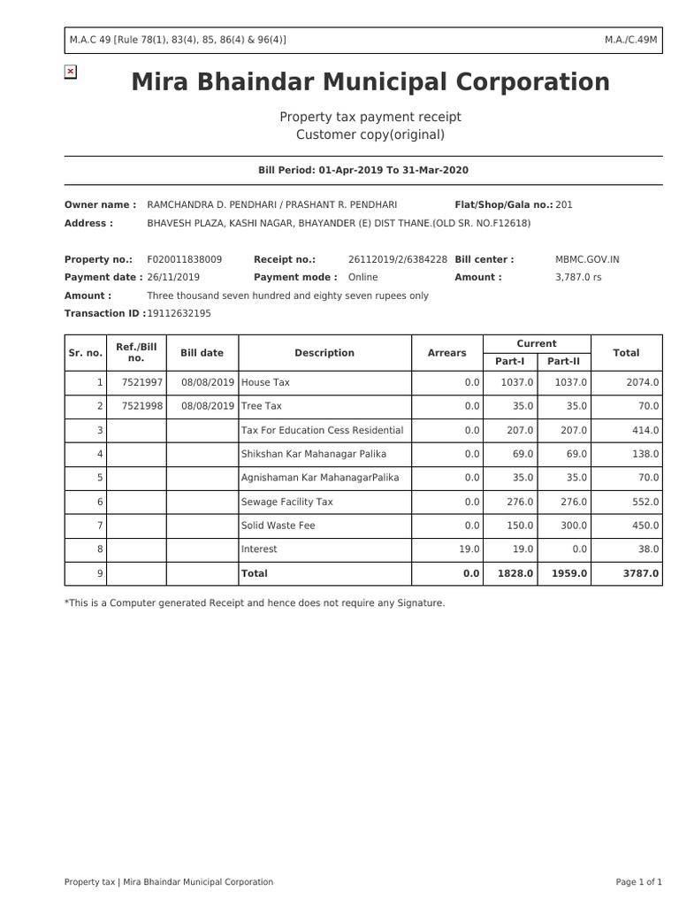 Tax Payment Receipt | PDF | Receipt | Government Finances