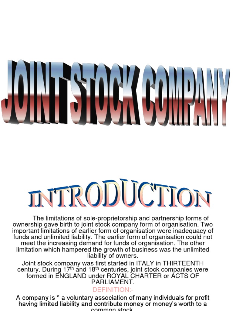 Joint Stock Company Pdf Joint Stock Company Stocks