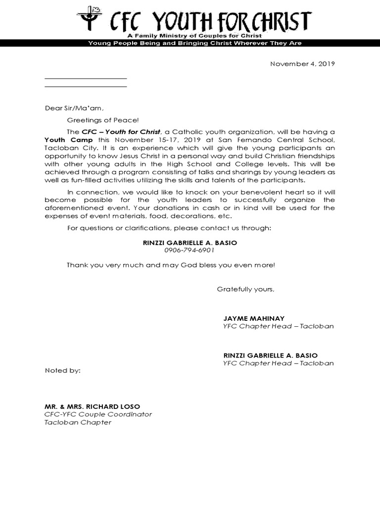 Solicitation Letter For Camp | PDF | Social Science | Religion ...