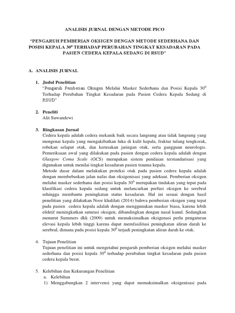 Analisis Jurnal Dengan Metode PICO | PDF