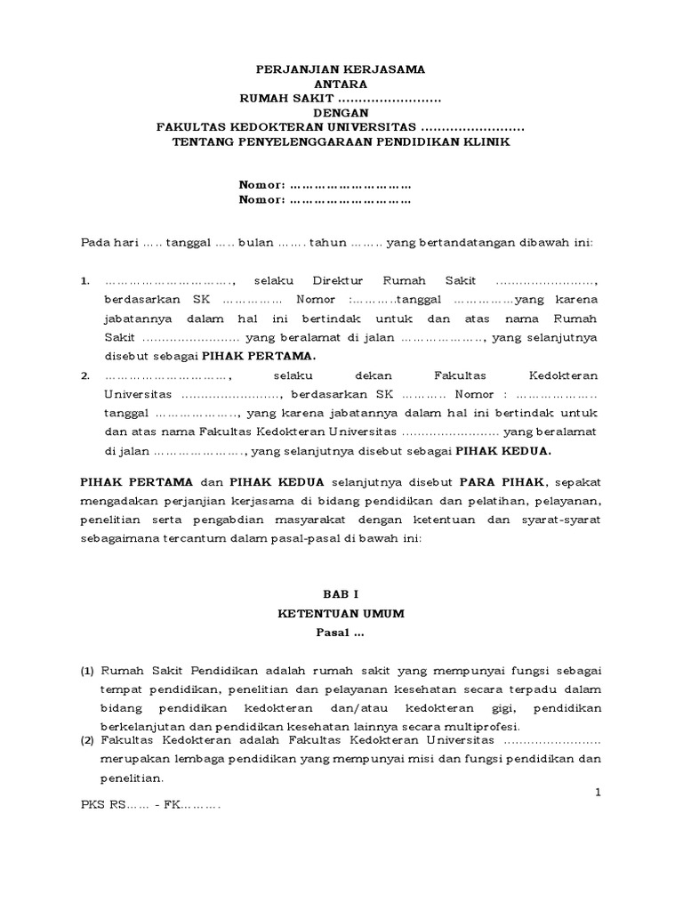 Perjanjian Kerjasama RS dan FK | PDF