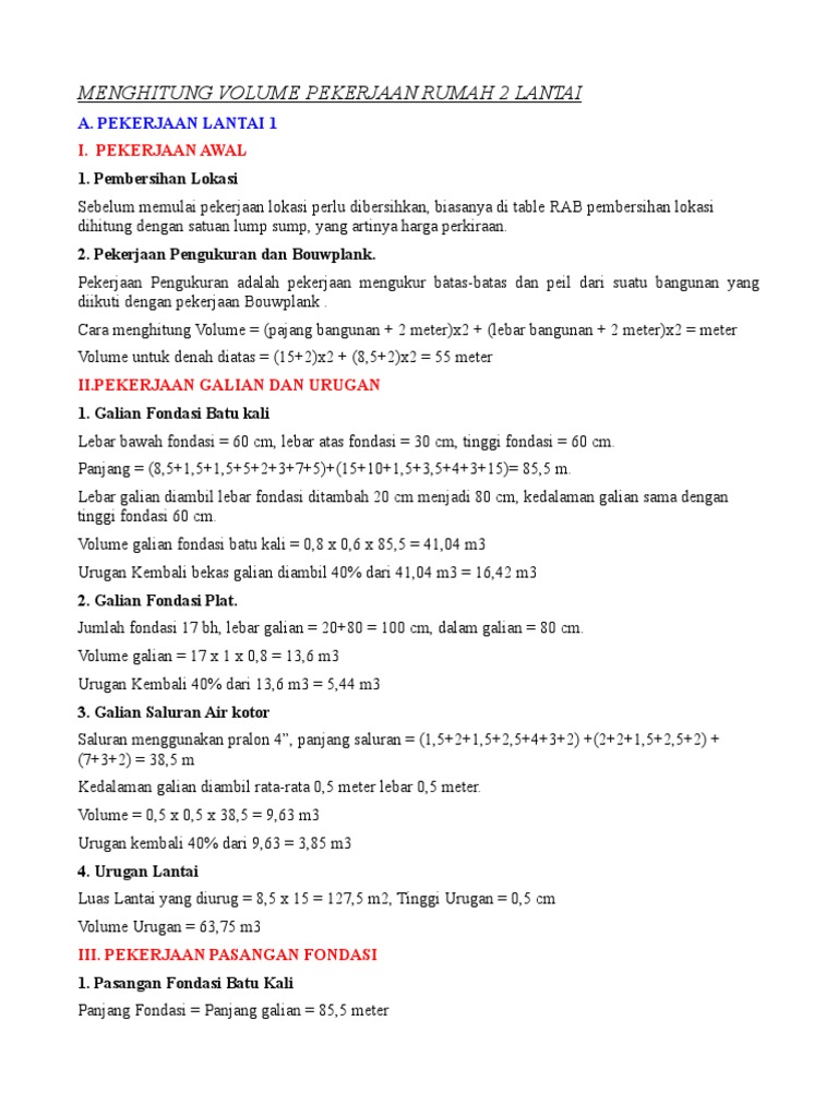 Cara Hitung Rab Rumah 2 Lantai | PDF