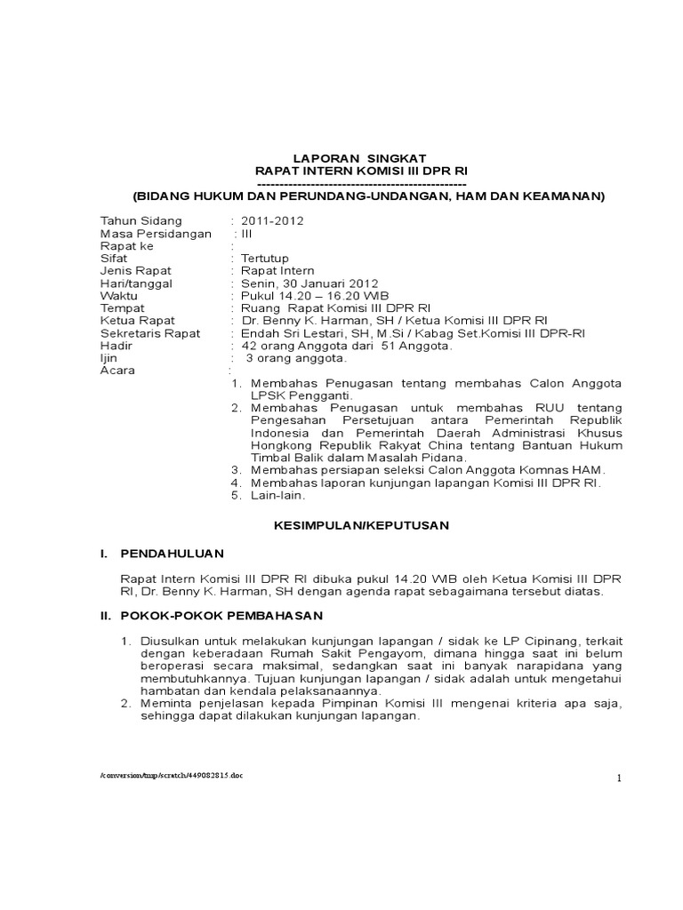 Contoh Laporan Singkat | PDF
