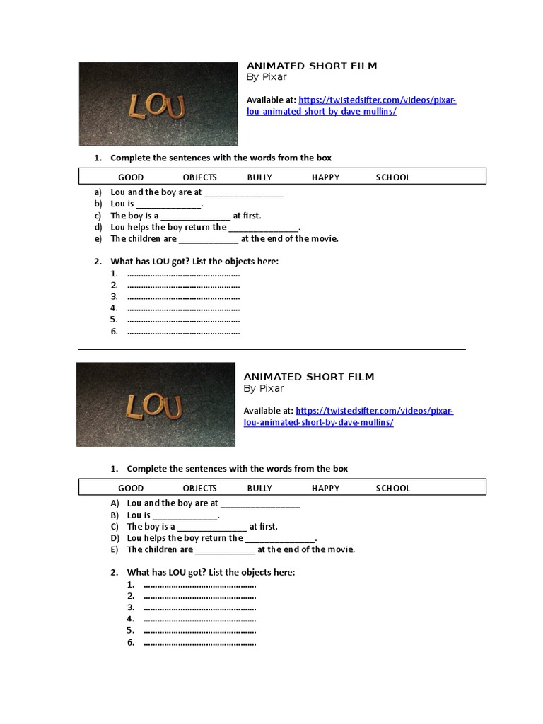 Animated Short Film Lou | PDF | Language Arts & Discipline | Foreign ...