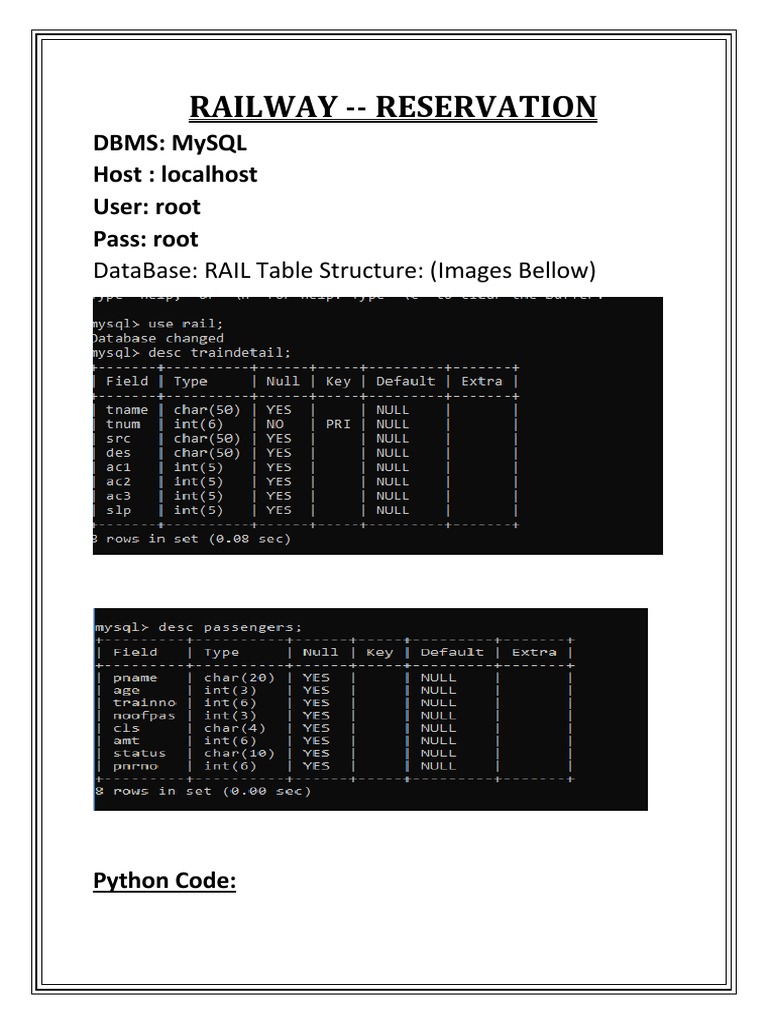 Railway Resevration Python Programe | PDF | Information Retrieval | Data