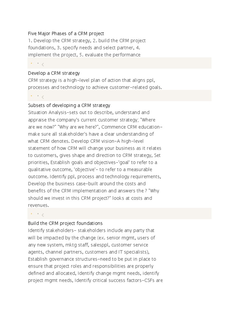 Five Phases of CRM Implementation | PDF | Customer Relationship ...
