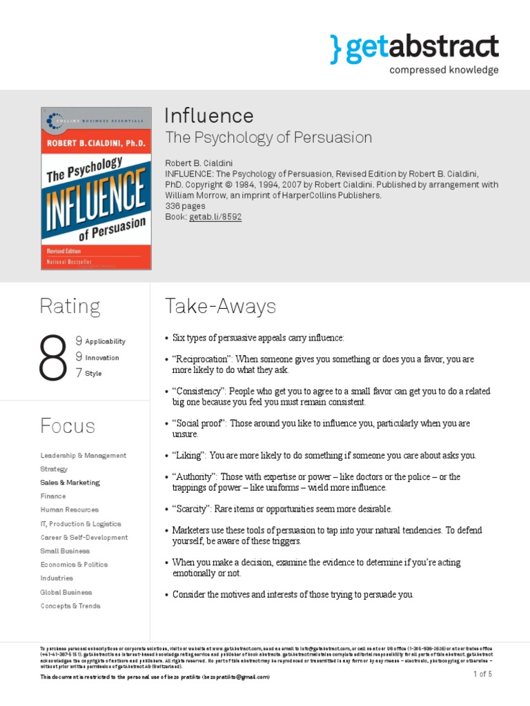 Influence Cialdini en 8592 | PDF | Persuasion | The Sorrows Of Young ...