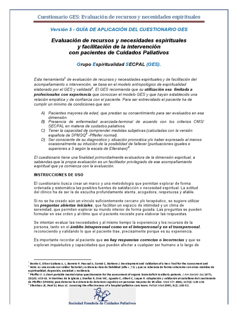 Cuestionario GES - Aplicación - Versión 5 PDF | PDF | Cuestionario ...
