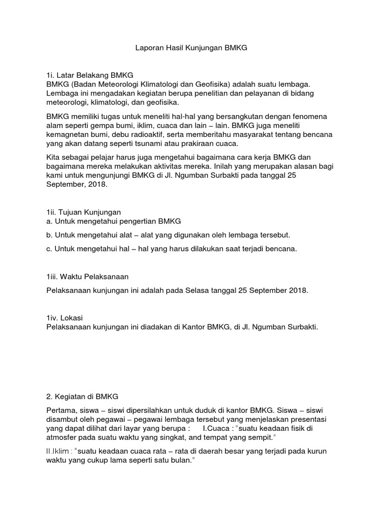 Laporan Hasil Kunjungan BMKG | PDF