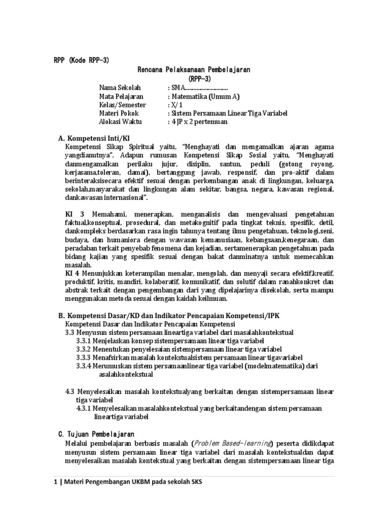 Contoh RPP Dan Ukbm Oke | PDF