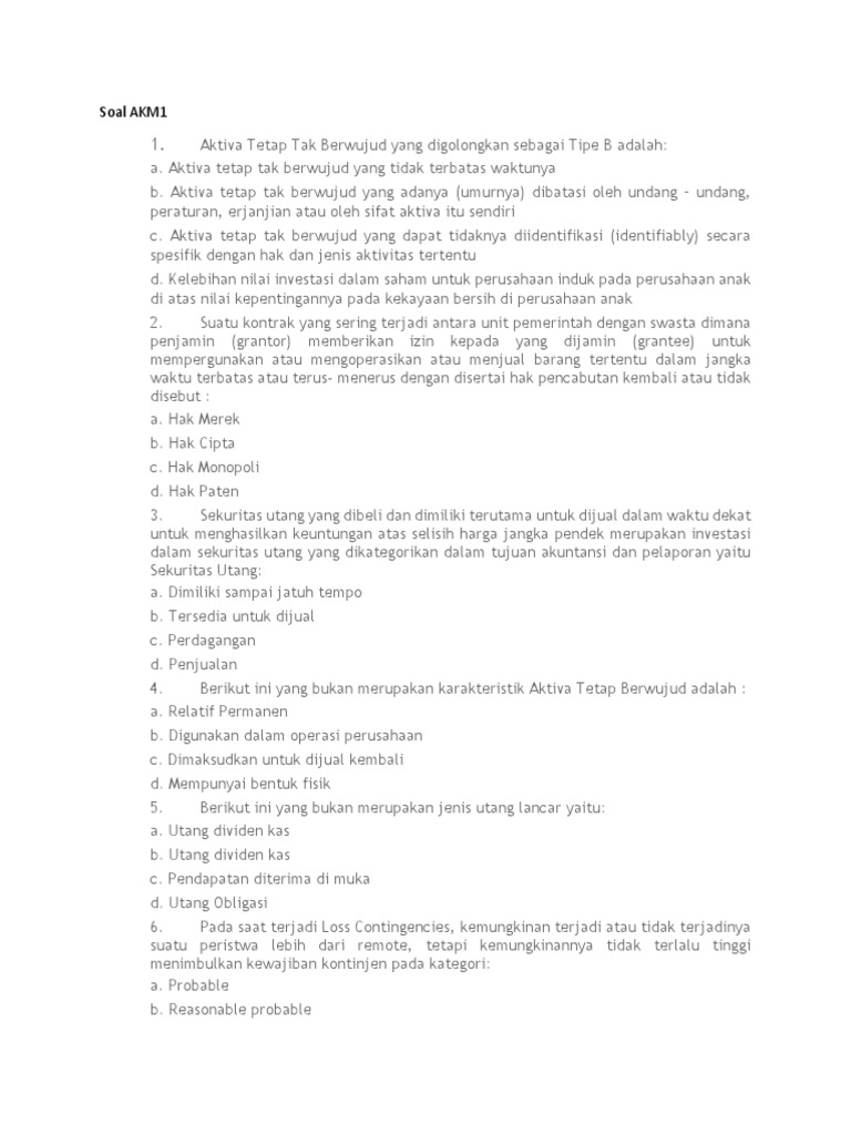 Soal AKM1 PG | PDF