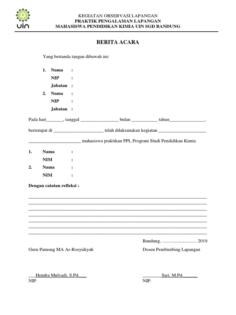 Berita Acara PPL | PDF