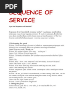 Table Service Procedure Sequence Script | PDF | Menu | Hors D'oeuvre