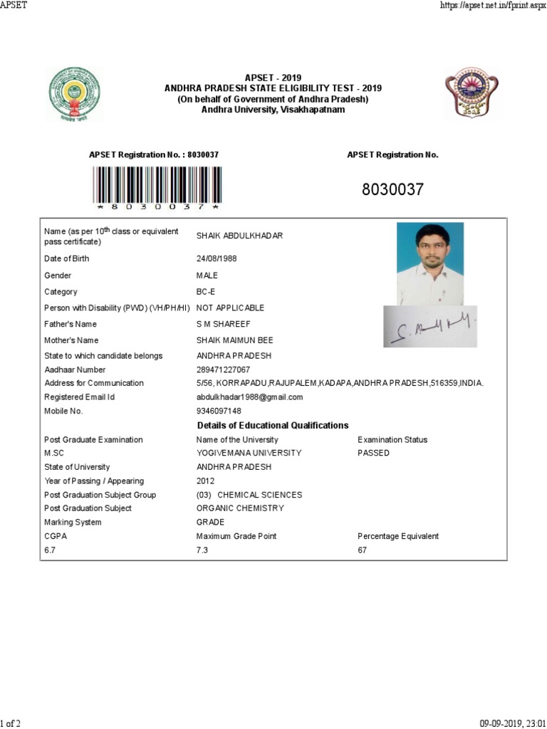 Ap Set Application Form PDF | PDF | Test (Assessment)