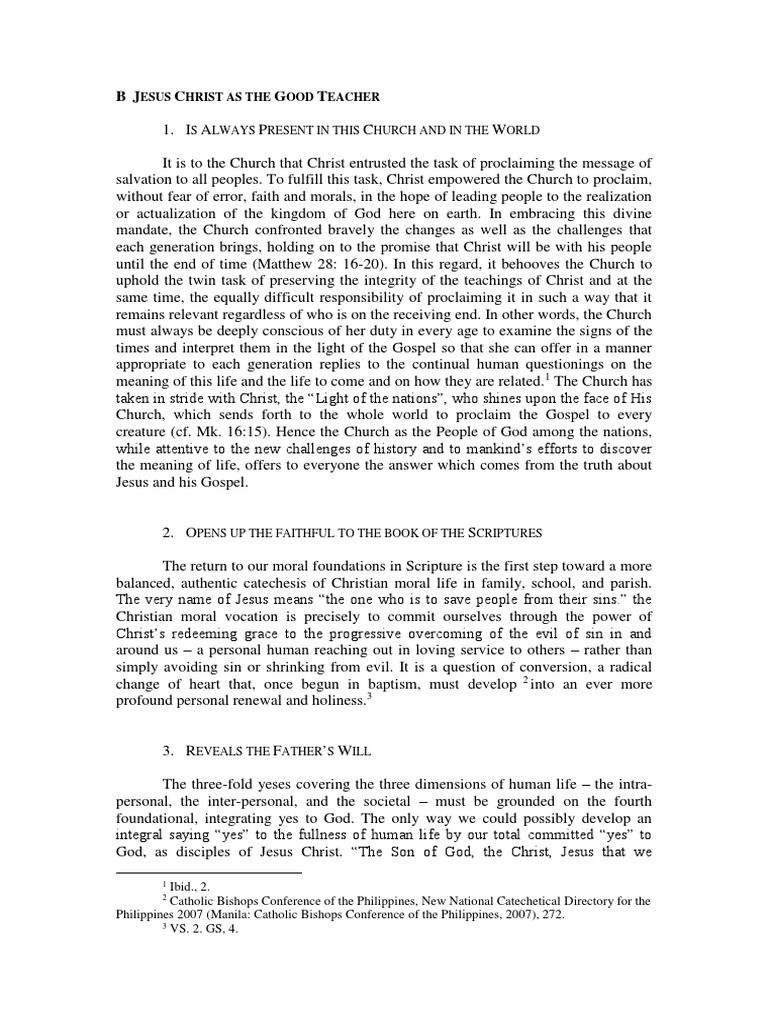UNIT I LESSON B Jesus Christ As The Good Teacher | Download Free PDF ...