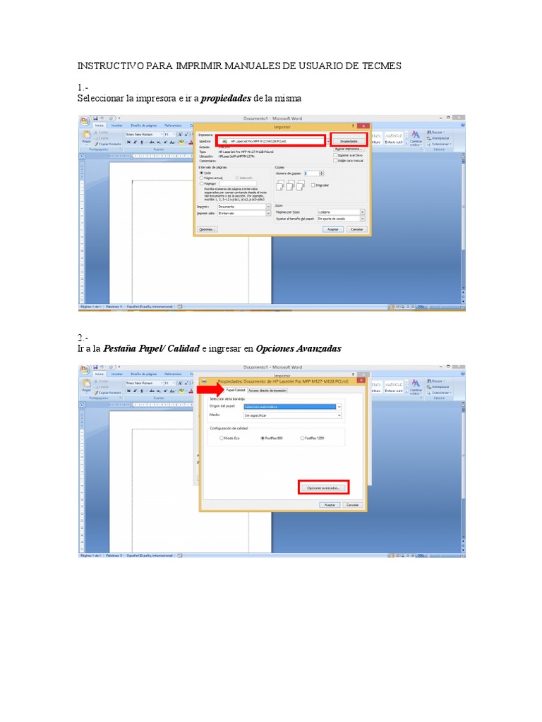 Instructivo para Imprimir Manuales de Usuario | PDF