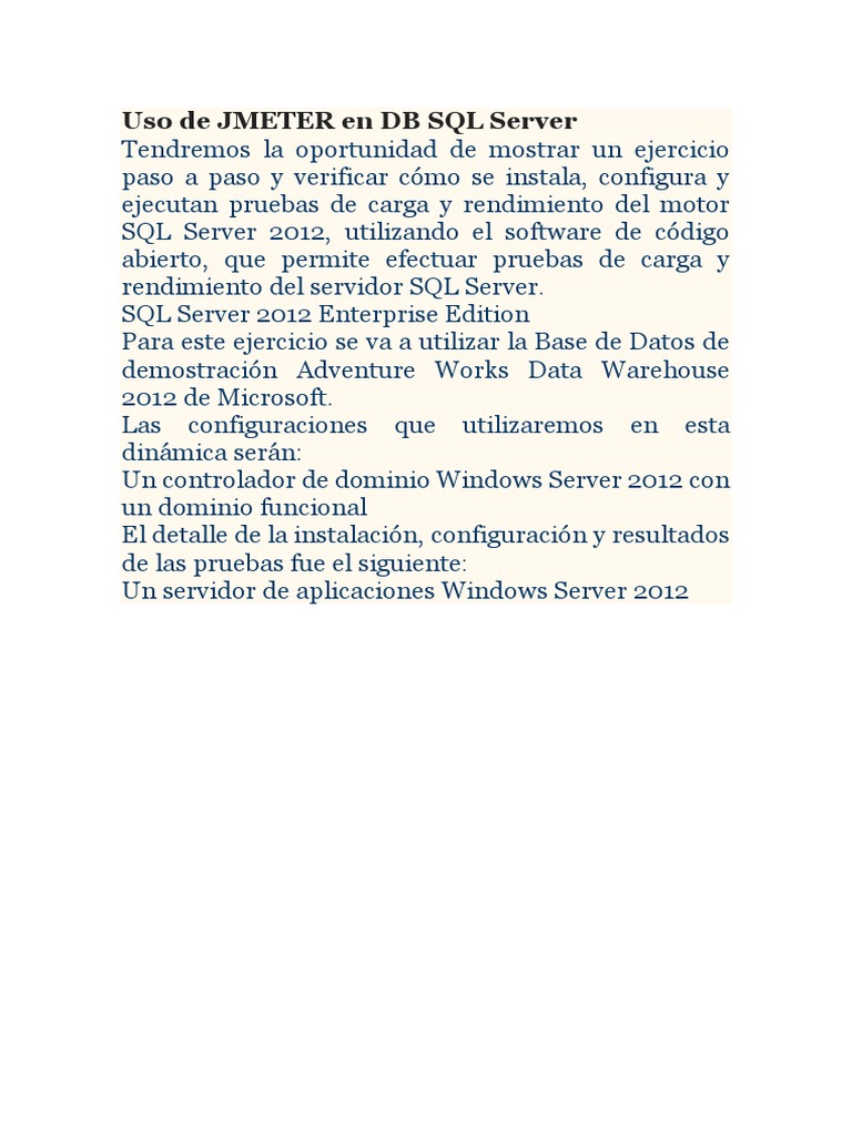 Pruebas de Carga SQL Server con JMeter | PDF
