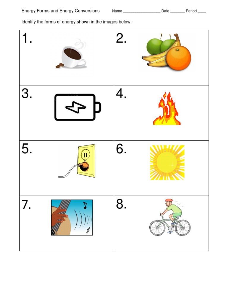 Energy Forms and Conversions Worksheet | PDF | Heat | Heat Transfer
