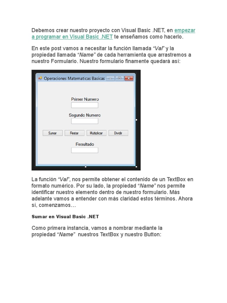 Proyecto Con Visual Basic | PDF | Básico | Multiplicación