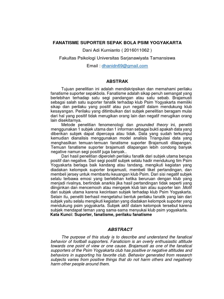 Fanatisme Suporter PSIM Yogyakarta | PDF