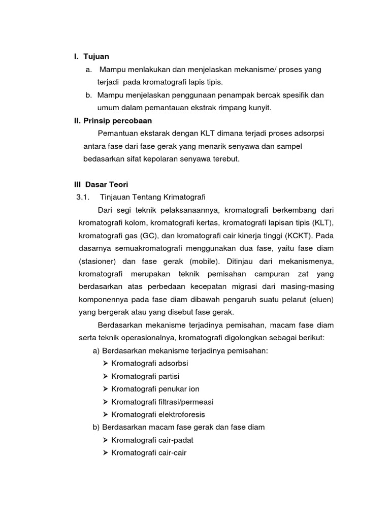 Mekanisme dan Proses KLT Kromatografi | PDF