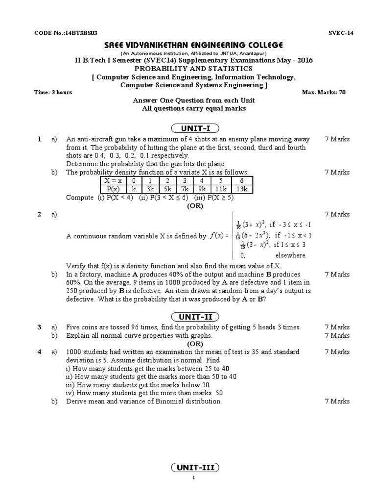 Probability and Statistics Examination: Questions Covering Topics of Probability Distributions ...