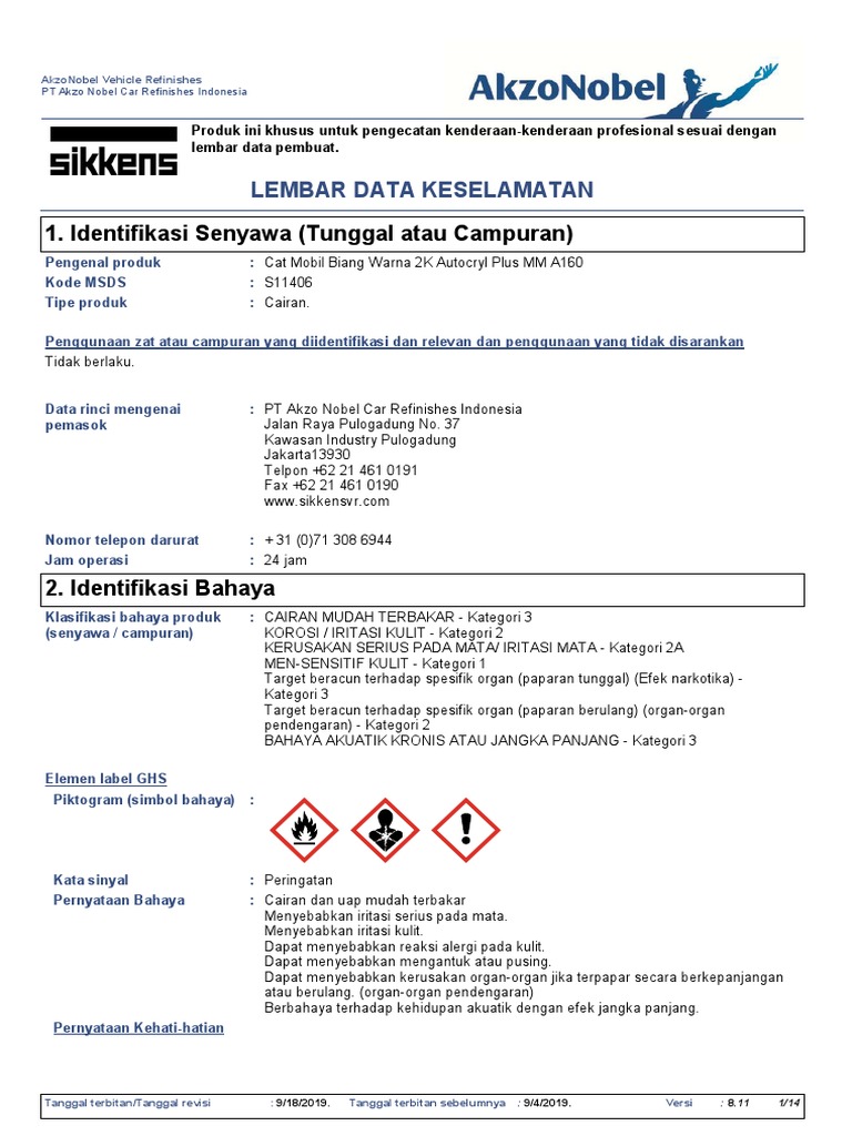 S01 Cat Mobil Biang Warna 2K Autocryl Plus MM A160 IDID | PDF