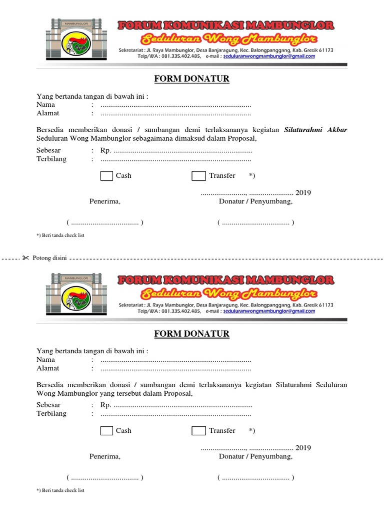 Form Donatur | PDF | Pengelolaan Keuangan & Uang